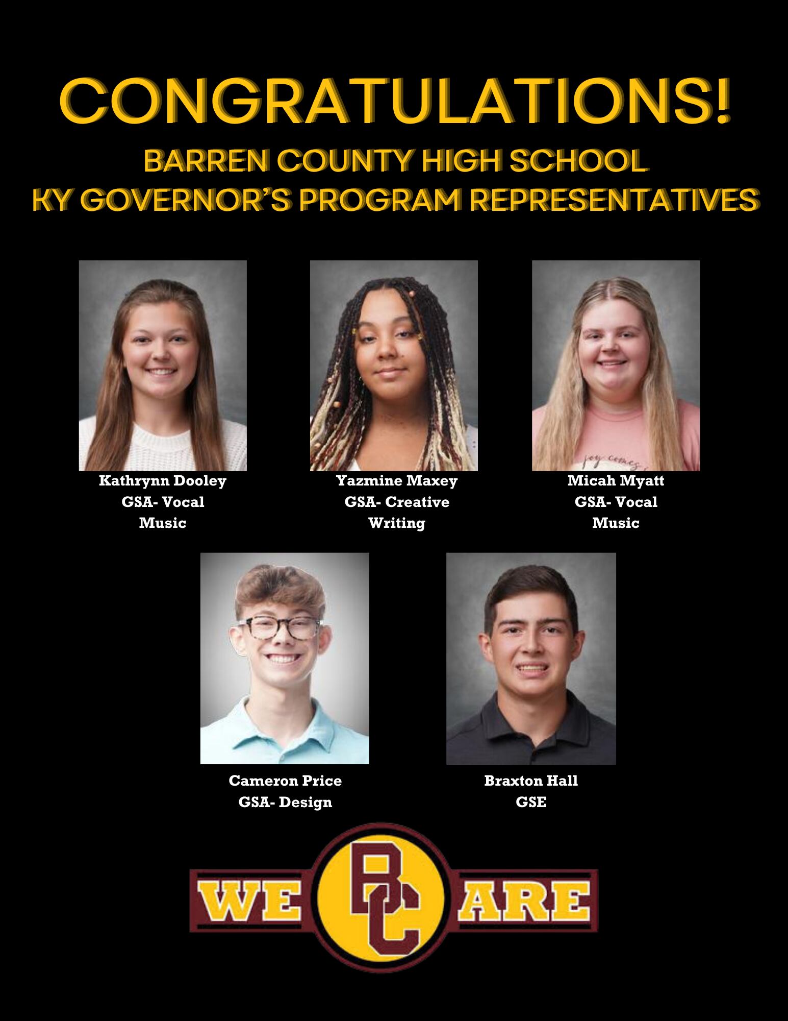 Multiple Barren County High School students selected for 2025 Governor’s Scholars Program