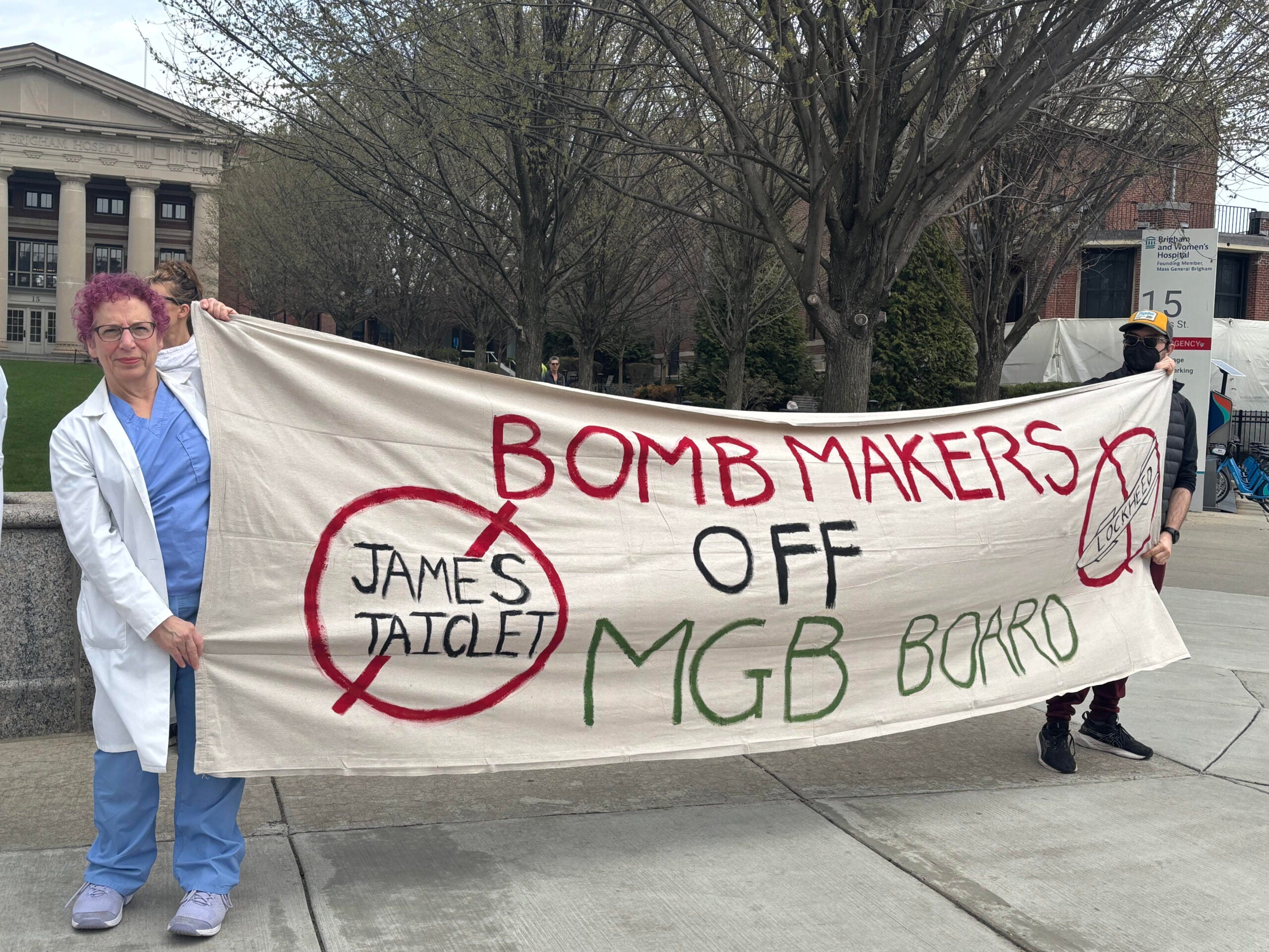 Protesters urge Mass General Brigham to remove Lockheed Martin CEO from ...