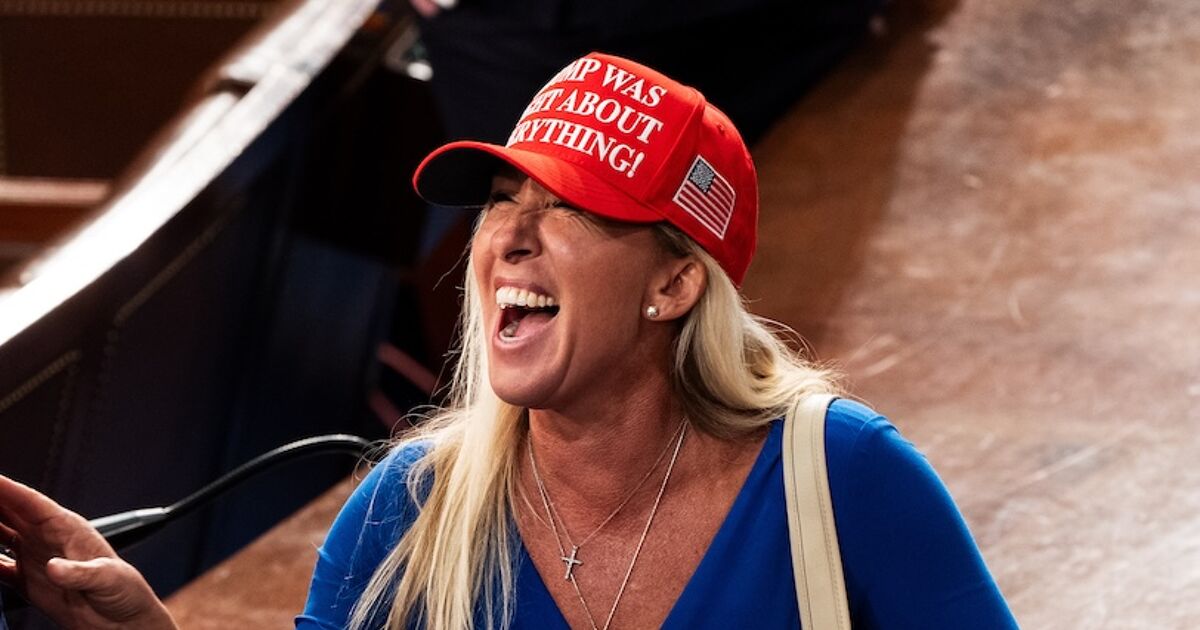 Marjorie Taylor Greene called a “butch body bigot” by protestor at her ...