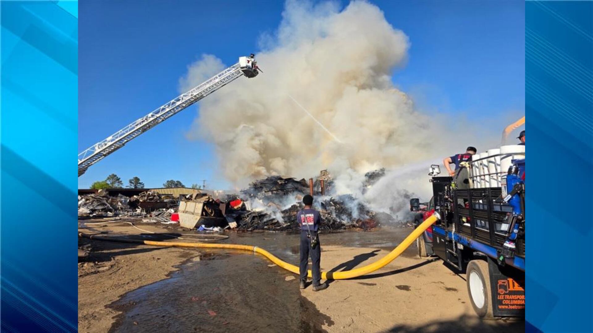 Firefighters at scene of scrap fire at Mid-Carolina Steel & Recycling