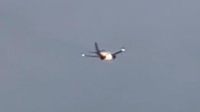 United Airlines plane engine shoots out fire after hitting an animal on ...