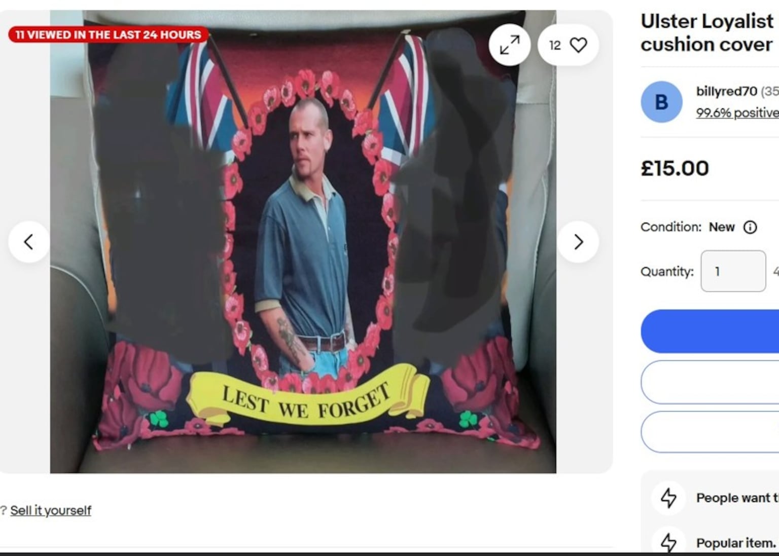 Victims campaigner slams eBay over sale of cushion covers featuring slain LVF boss Billy Wright