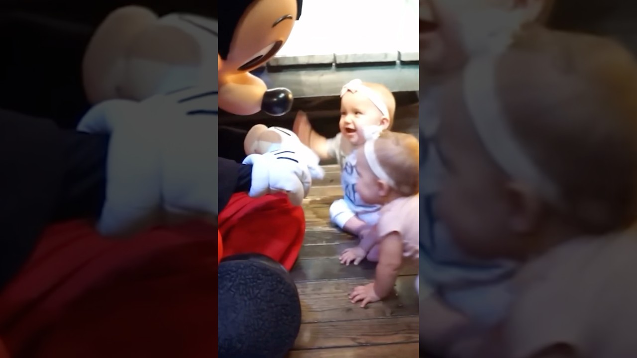 Disney Delight: Twins' Adorable Encounter With Mickey Mouse