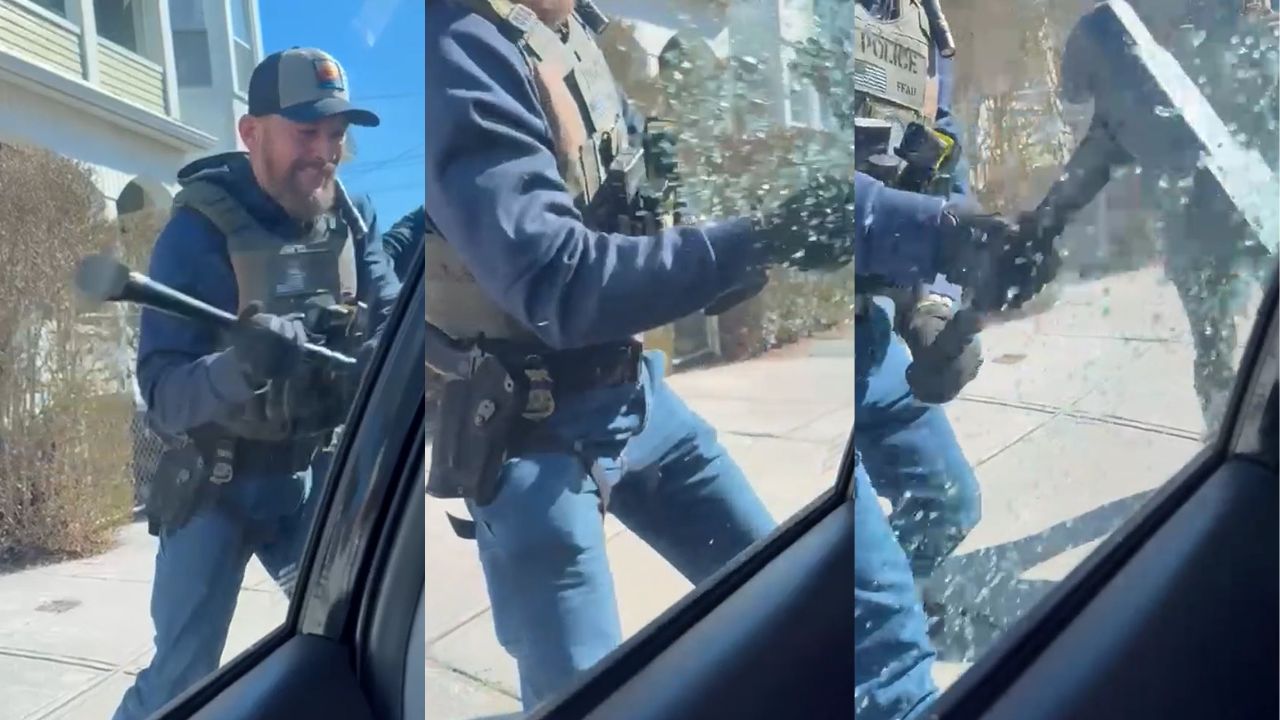 Shocking moment ICE smashes car window before detaining wrong man