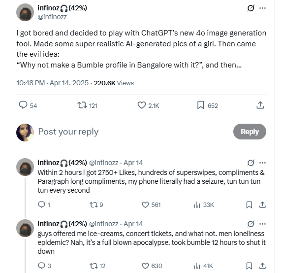 Bengaluru man creates AI-generated woman's fake Bumble profile, says ...