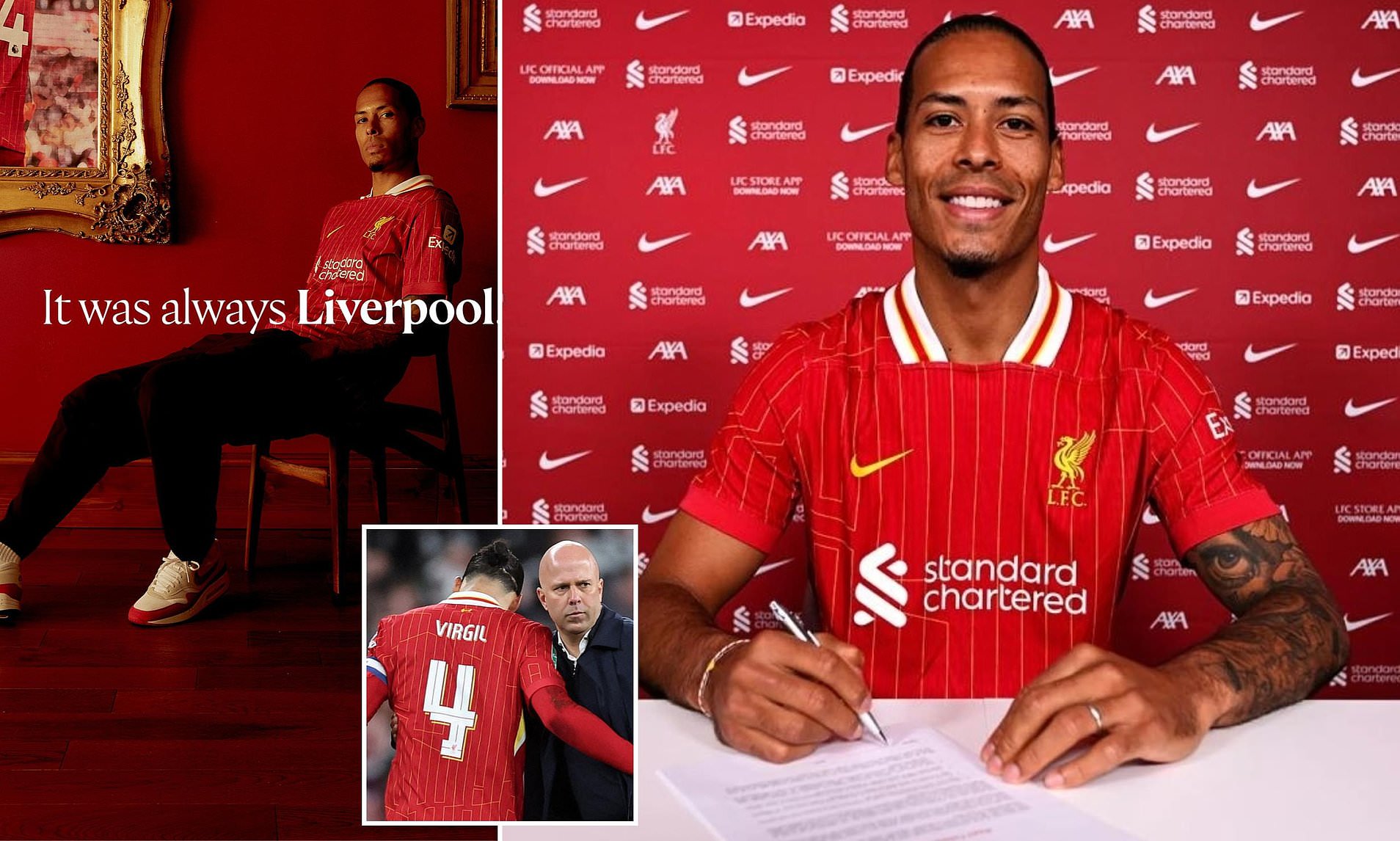 Virgil van Dijk signs new Liverpool deal as Reds captain joins Mohamed ...