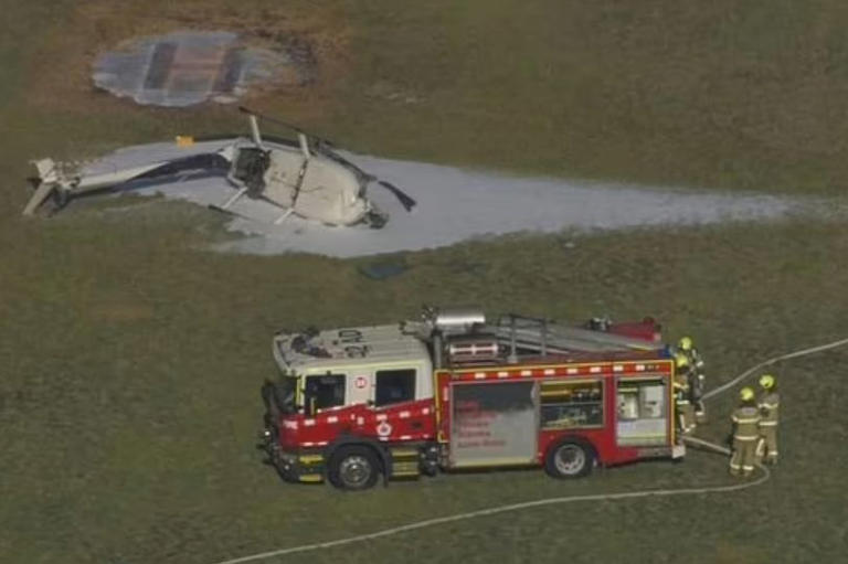 Helicopter crashes down to ground minutes after take-off as person in ...