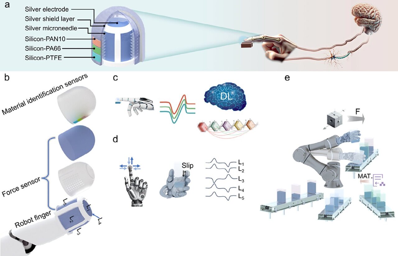 Finger-shaped tactile sensor advances robotic touch with multi-directional force detection and ...