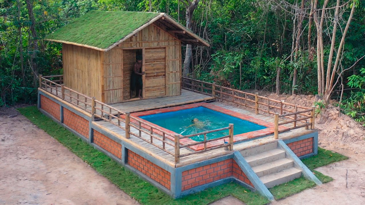 We Built a Private Bamboo Pool with a Bamboo Living Room