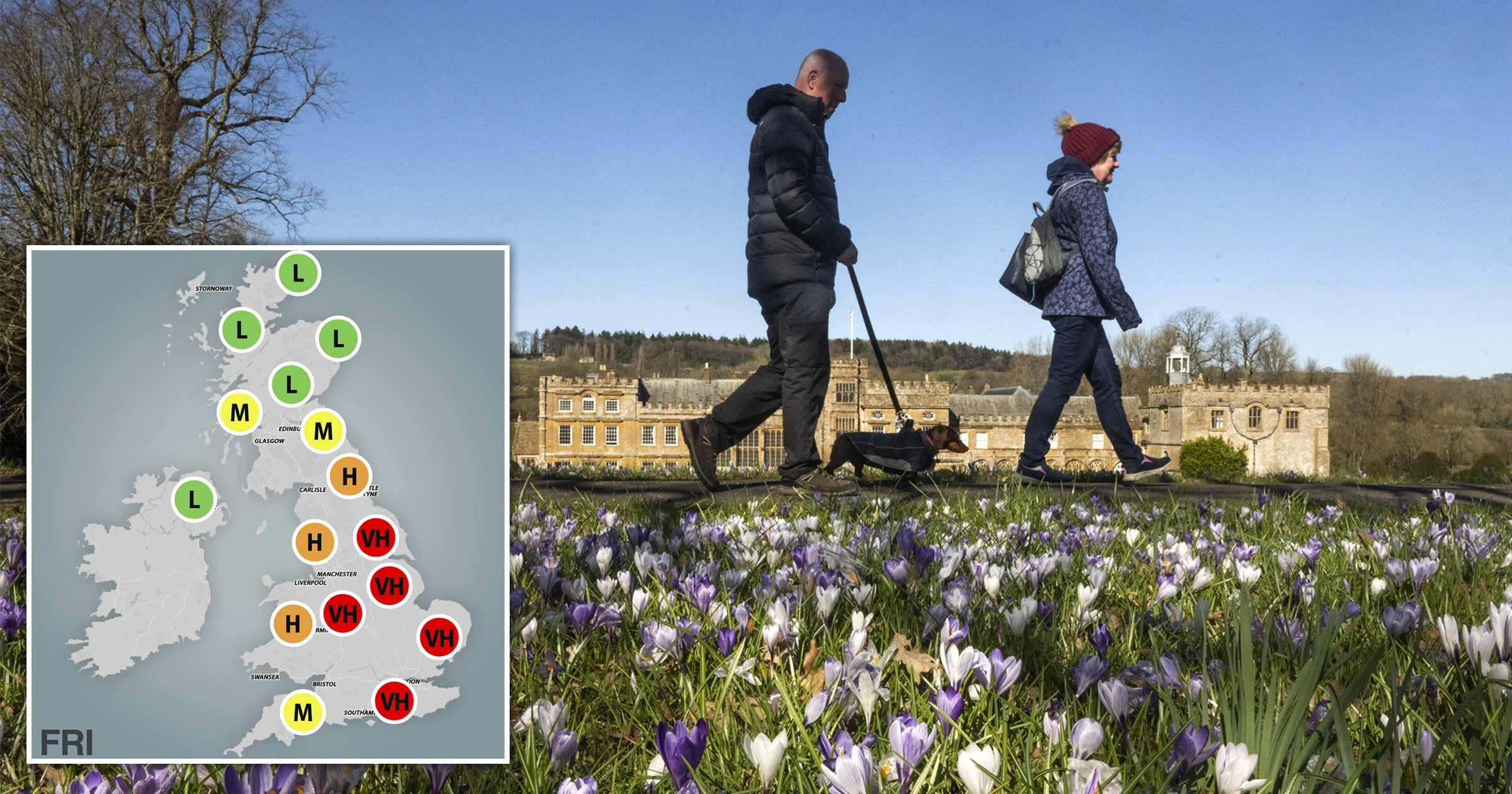 Map shows areas with highest pollen count over Easter Weekend after ...