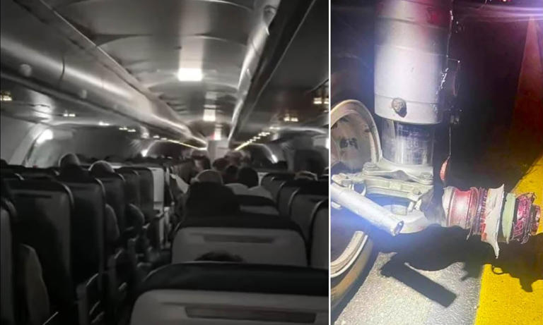 Frontier Airlines plane loses a wheel in hard landing