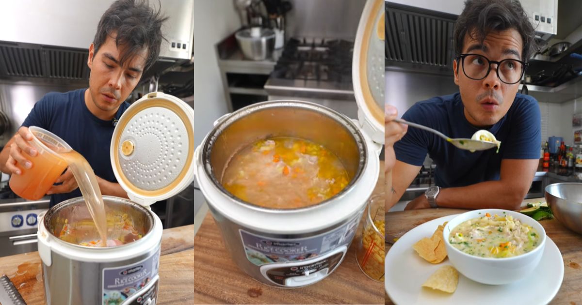 Erwan Heussaff brings PBB meme to life, cooks sopas in rice cooker