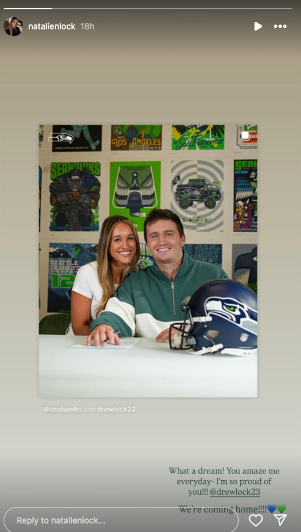 Drew Lock’s wife celebrates QB ‘coming home’ to Seahawks after brief ...