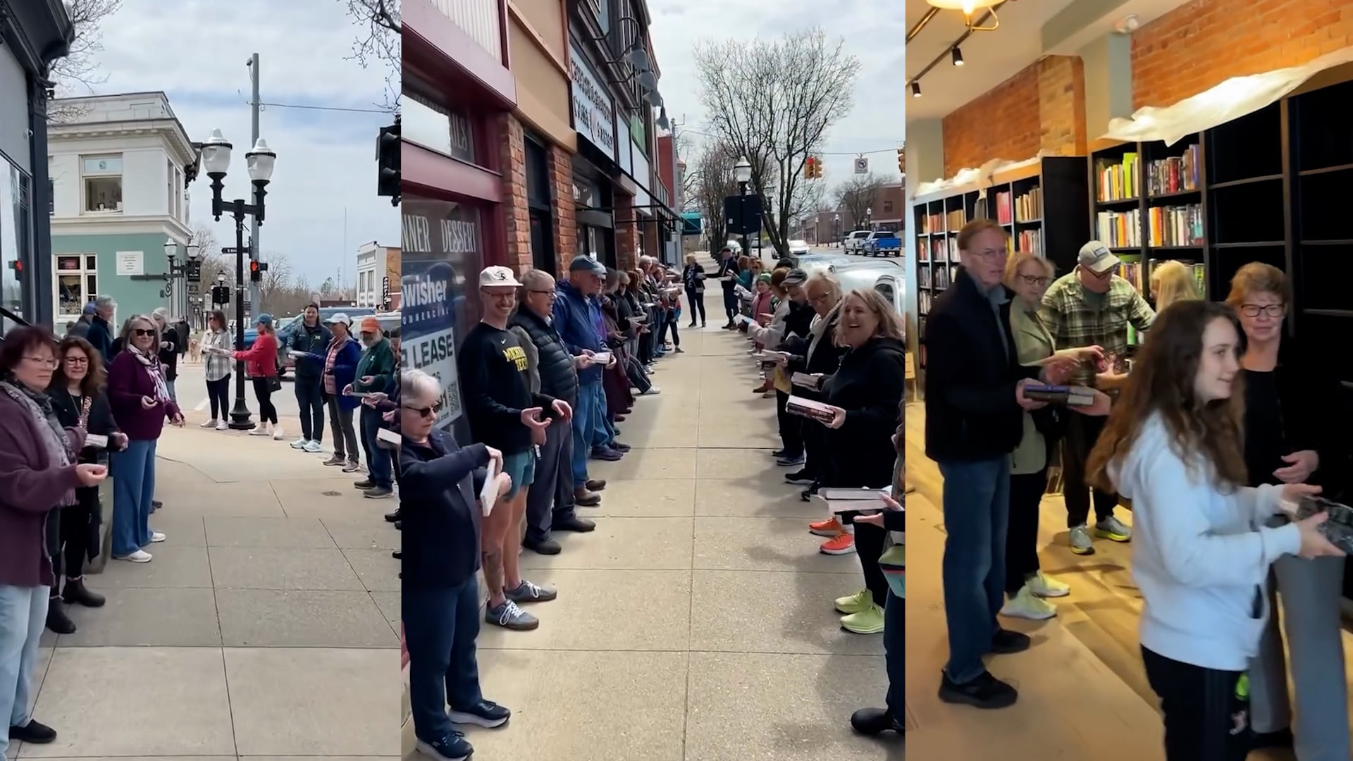 Vecinos ayudan a una librería a cambiarse de local libro por libro en ...
