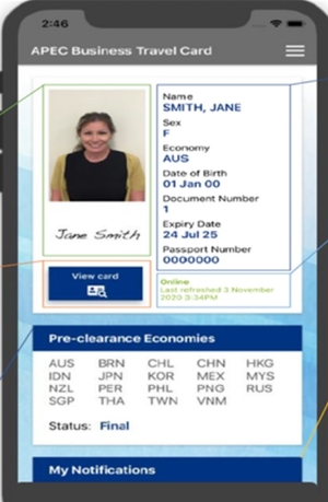 APEC 기업인 출입국, 모바일 카드로