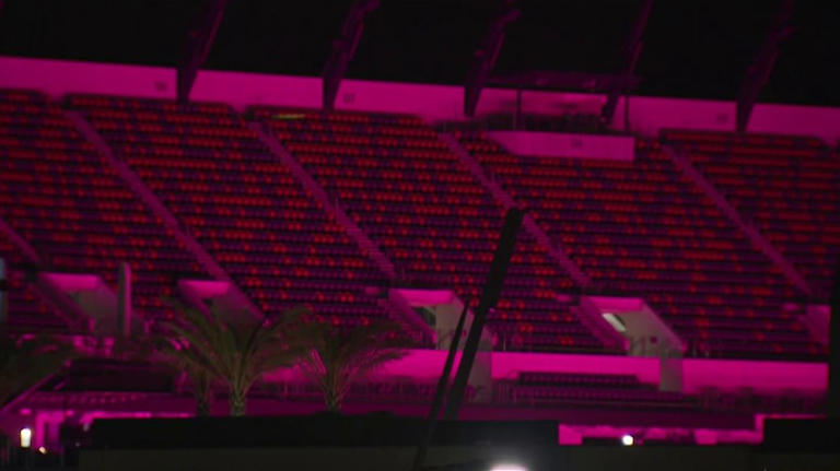 Pink glow casts Snapdragon Stadium in new light