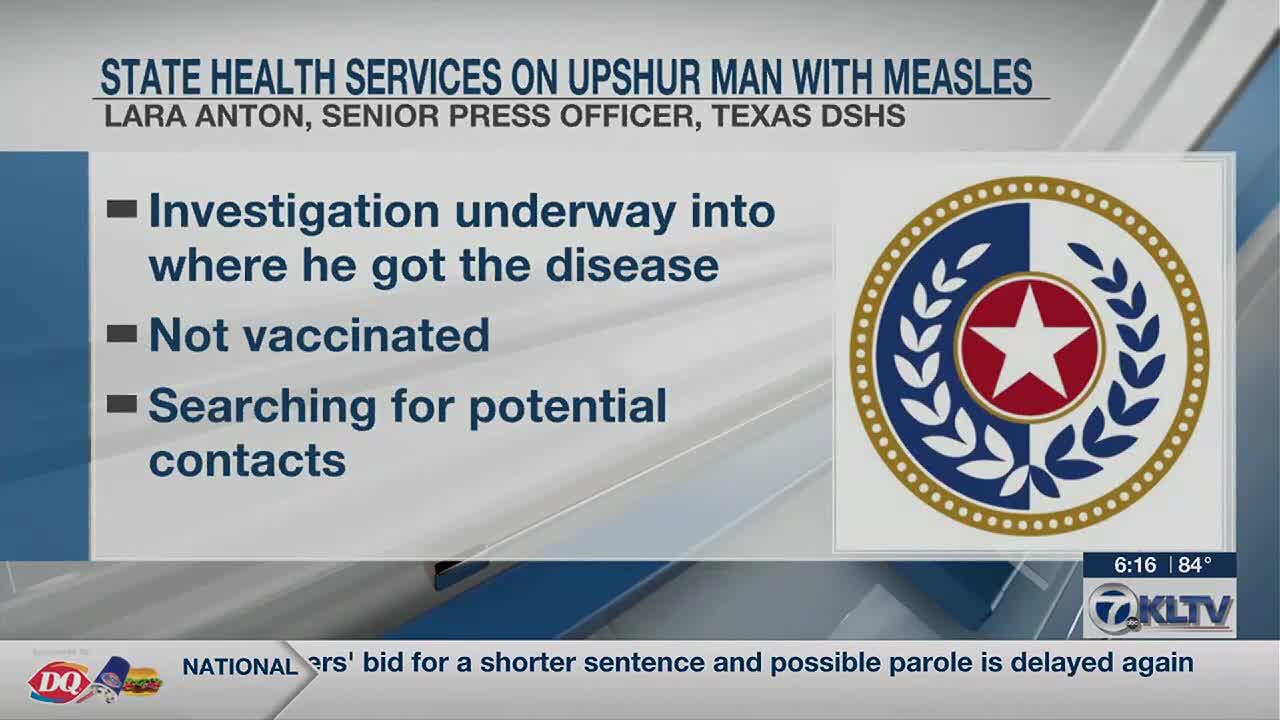 19 measles patients quarantined at institutional Upshur County location