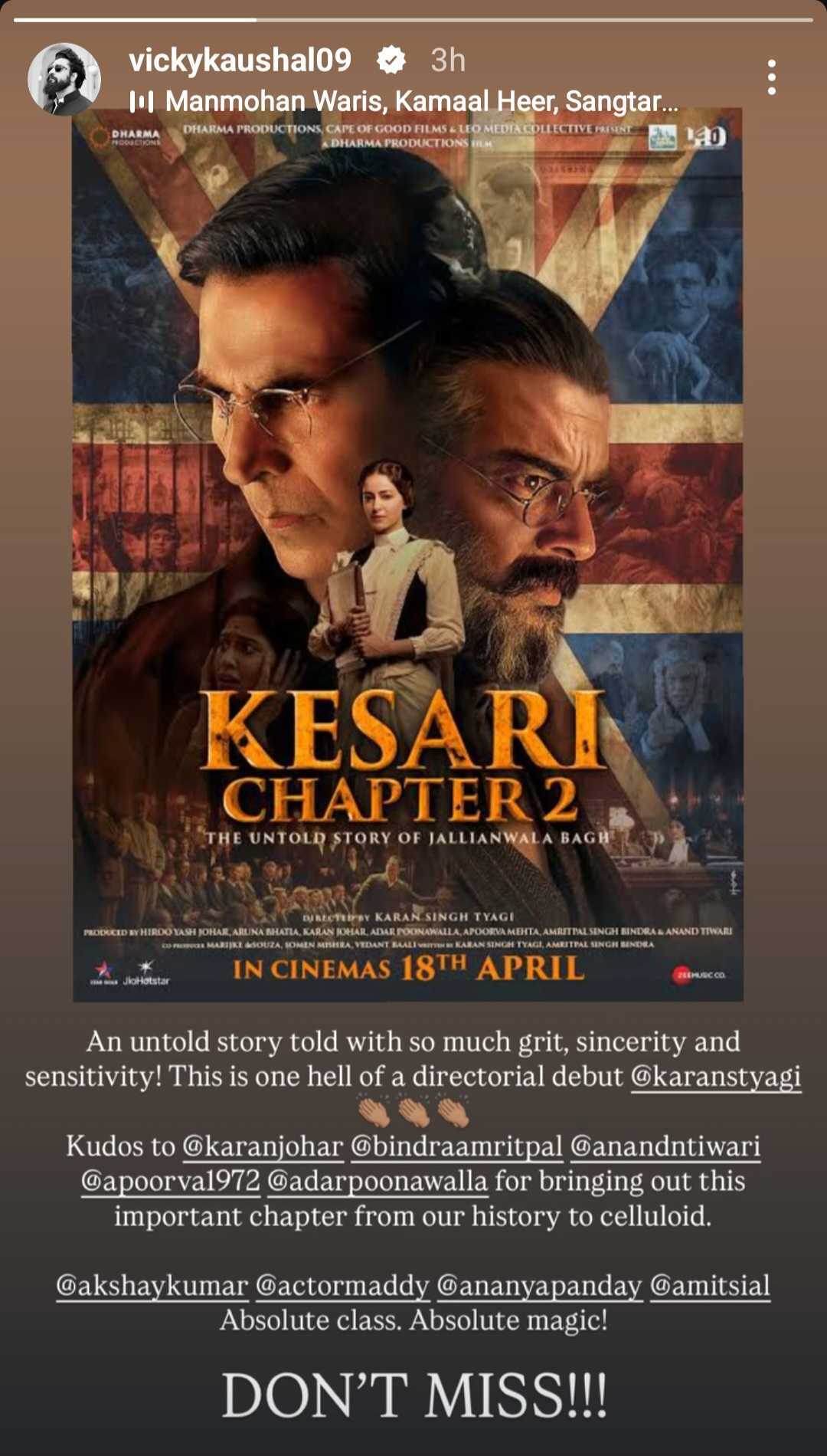 'Absolute magic': Vicky Kaushal reviews Akshay Kumar's Kesari Chapter 2 ...