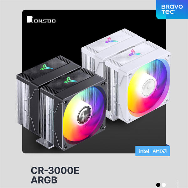 브라보텍, ARGB LED 탑재 듀얼타워 CPU 쿨러 JONSBO CR-3000E 출시