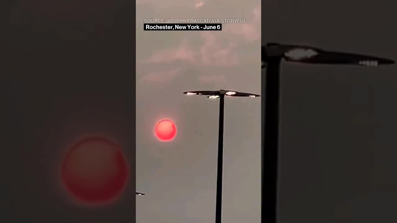 Smoky Skies Over New York: Red Sun Phenomenon