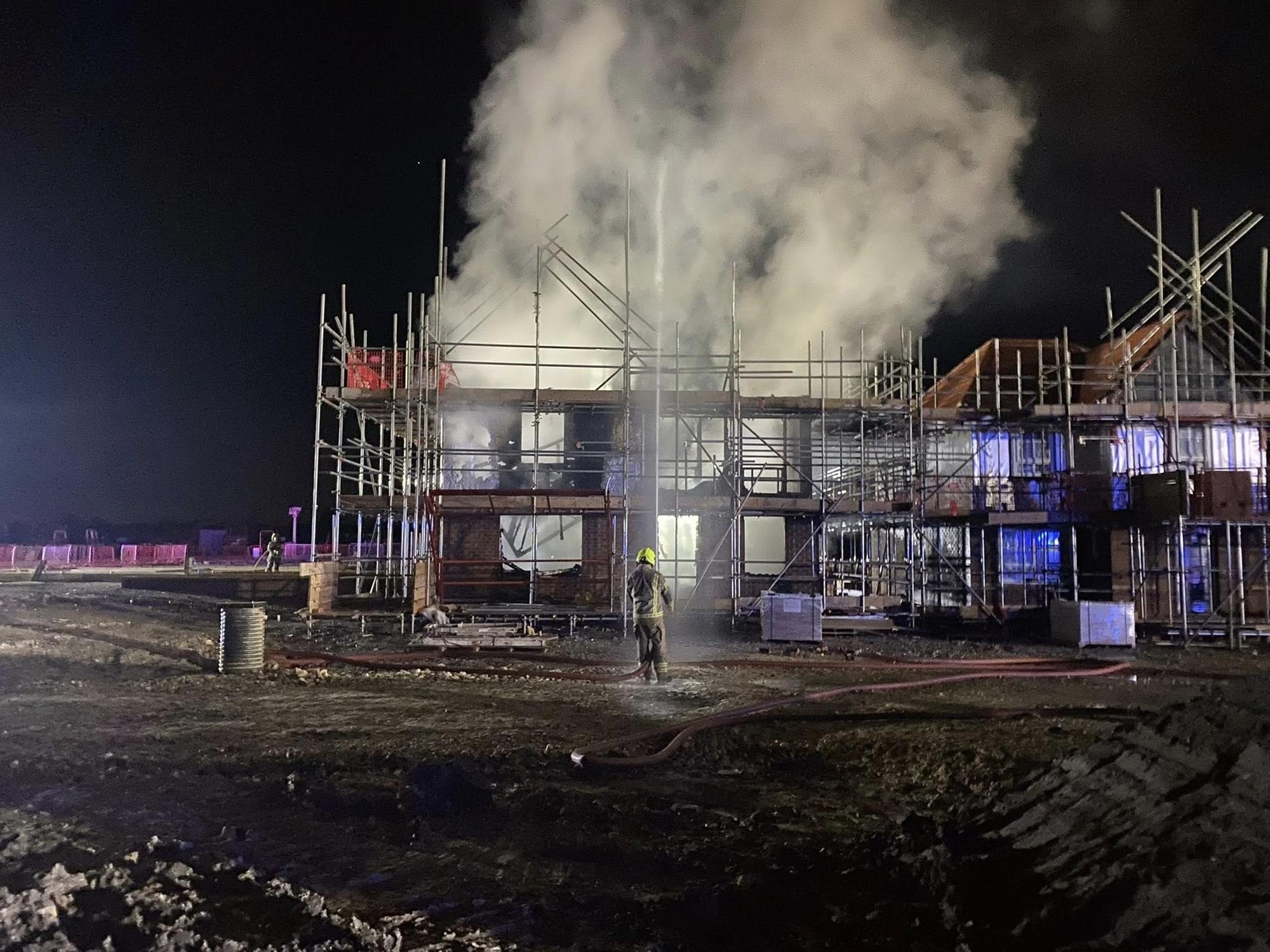 Huge fire rages through house being built in Wixams