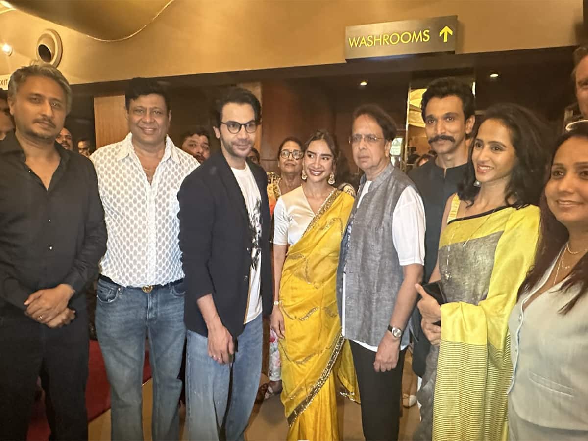Pratik Gandhi, Patralekhaa attend 'Phule' screening; team wears black ...