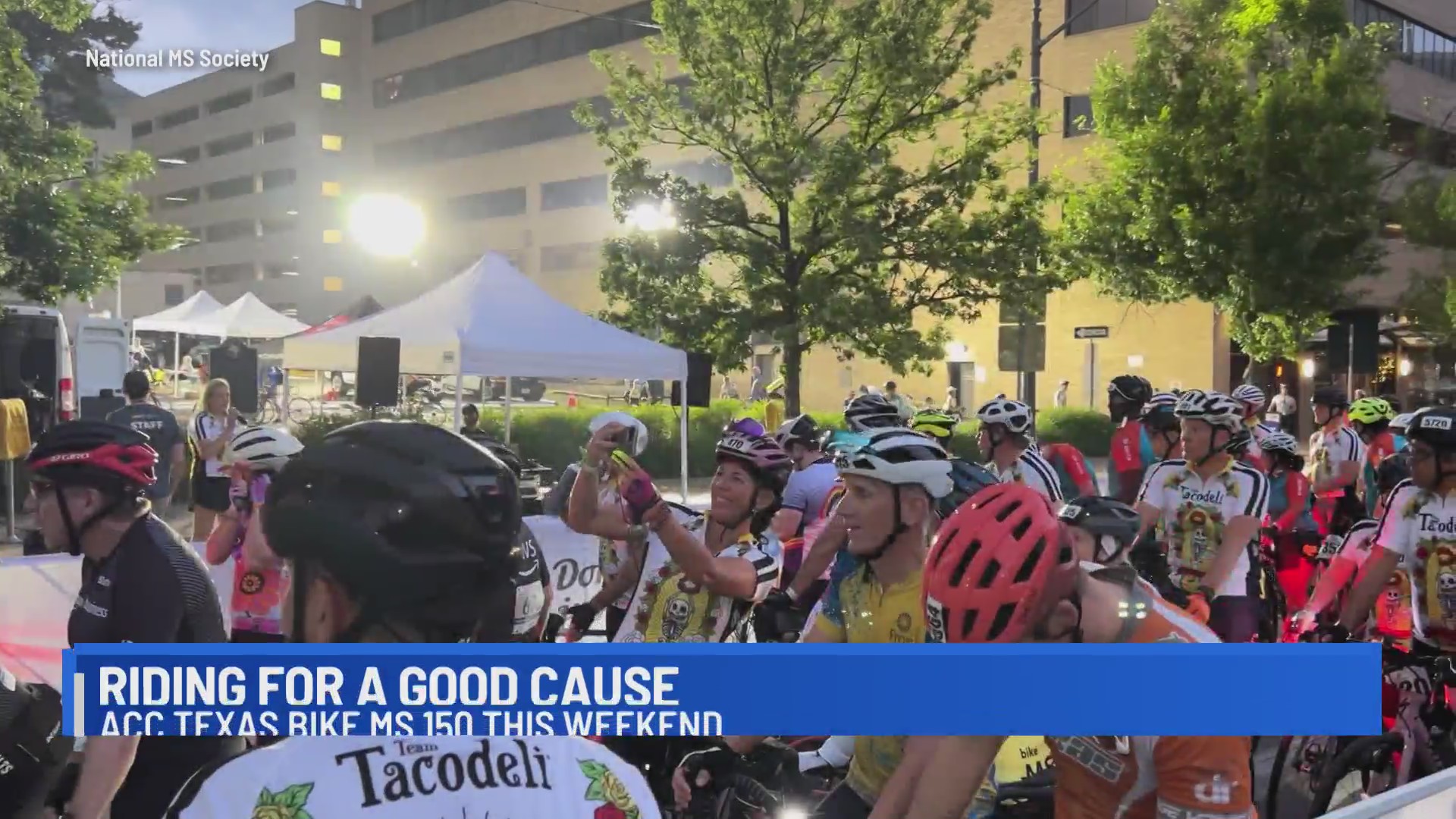 Cyclists riding to raise awareness for multiple sclerosis