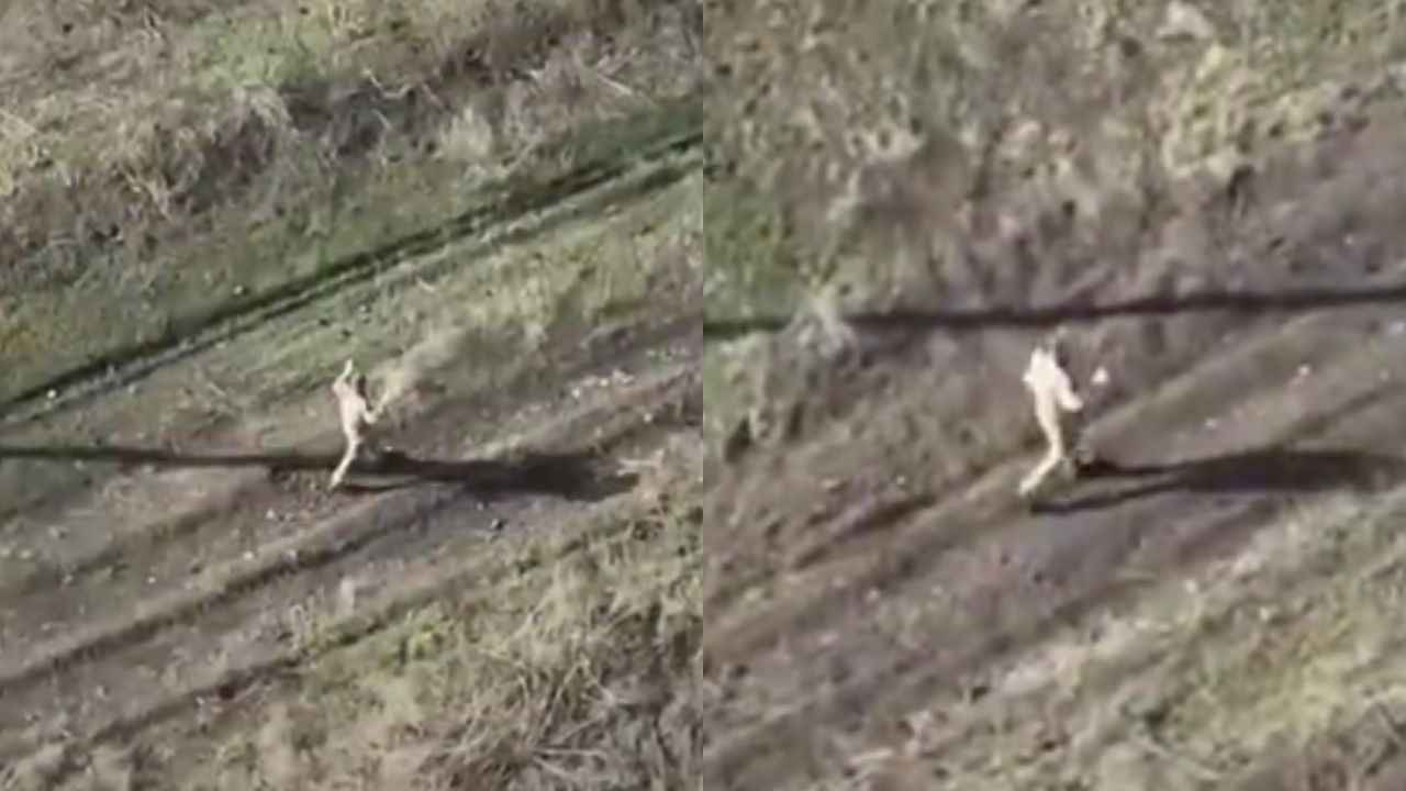 Soldat russe capturé par un drone ukrainien et guidé vers les troupes ...