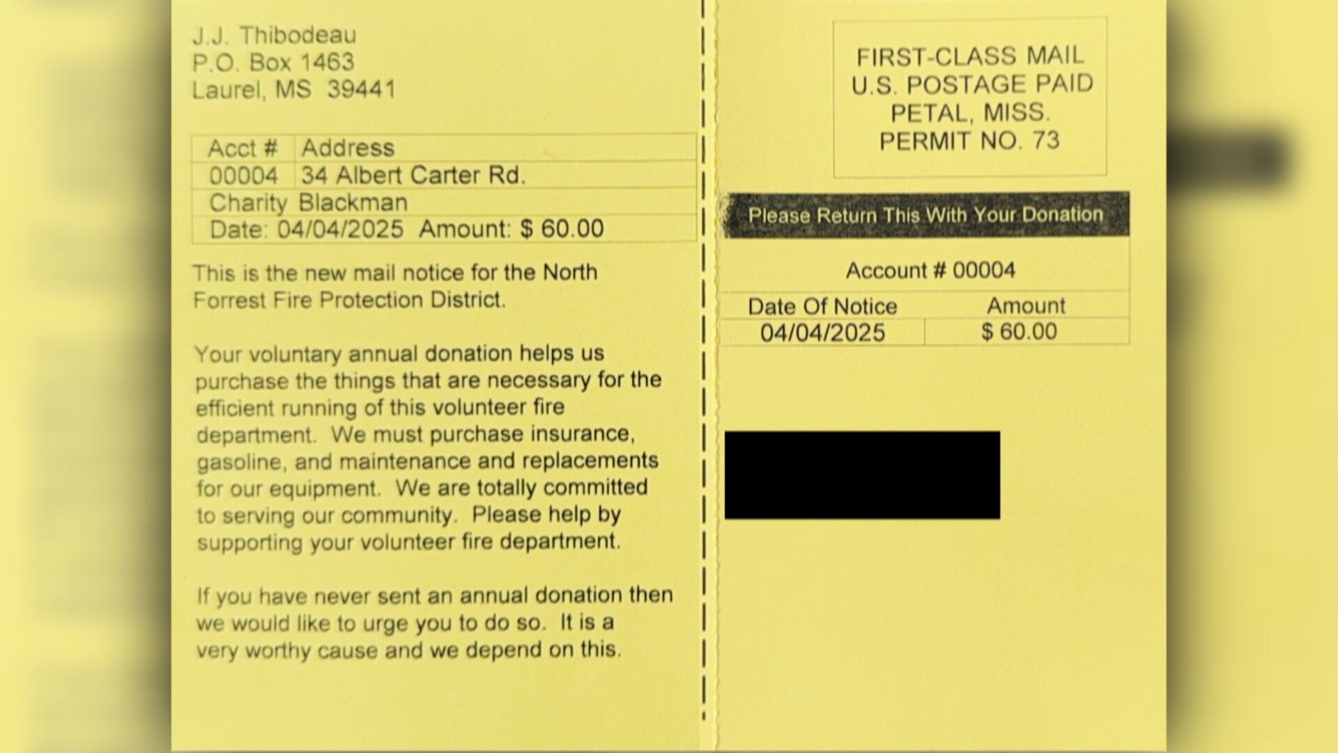 New way to donate to North Forrest VFD