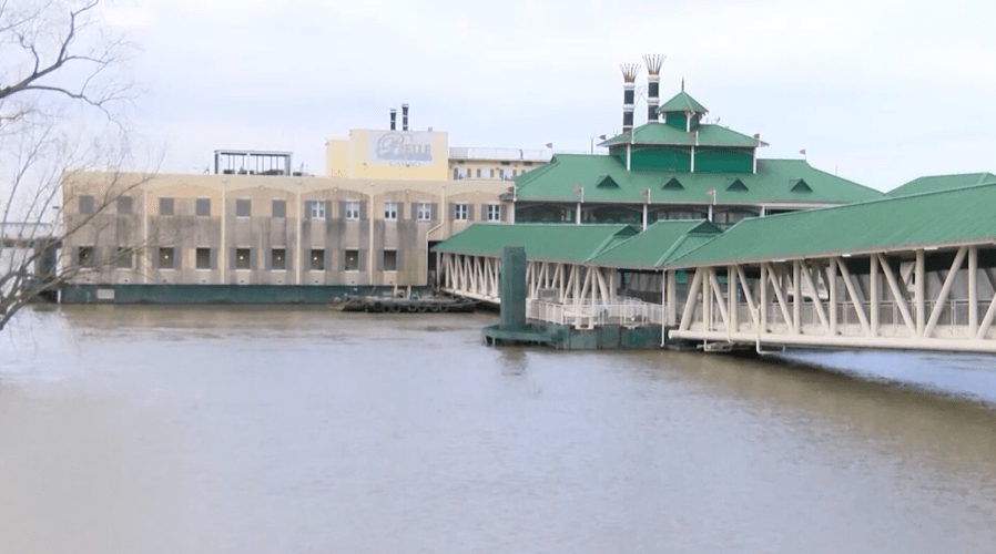 Parts of pedestrian bridge near Belle of Baton Rouge Casino underwater