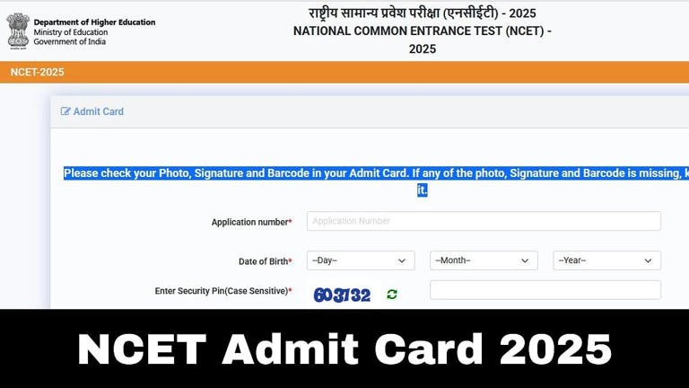 NCET Admit Card 2025 Out At exams.nta.ac.in/NCET; Get Download Link Here