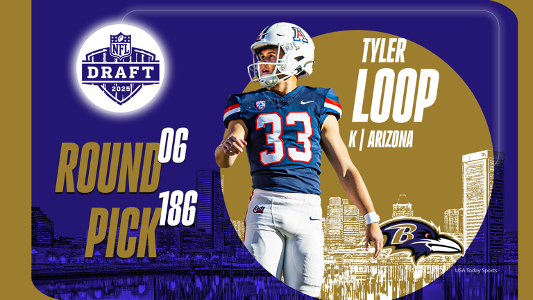 Ravens select Arizona kicker Tyler Loop with pick No. 186 in the 2025 ...
