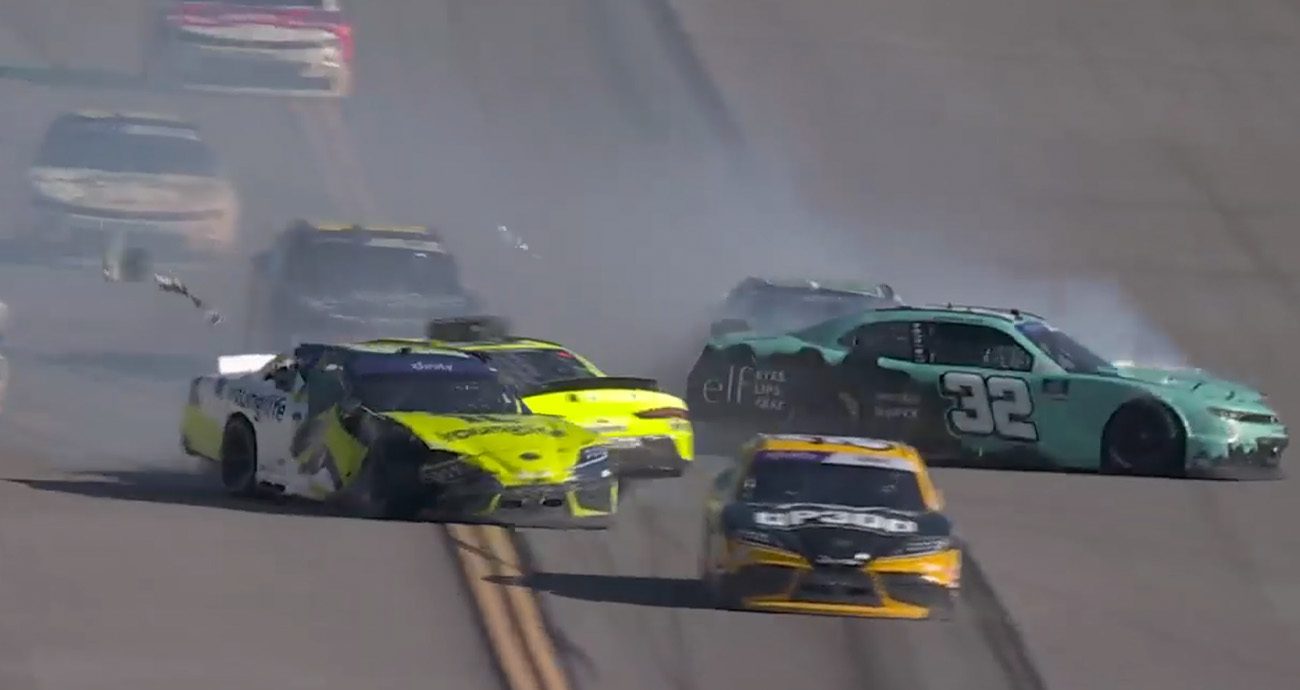 Aric Almirola triggers late-race incident after contact with Katherine ...