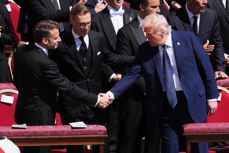 This is what Trump and Emmanuel Macron said during firm handshake at ...