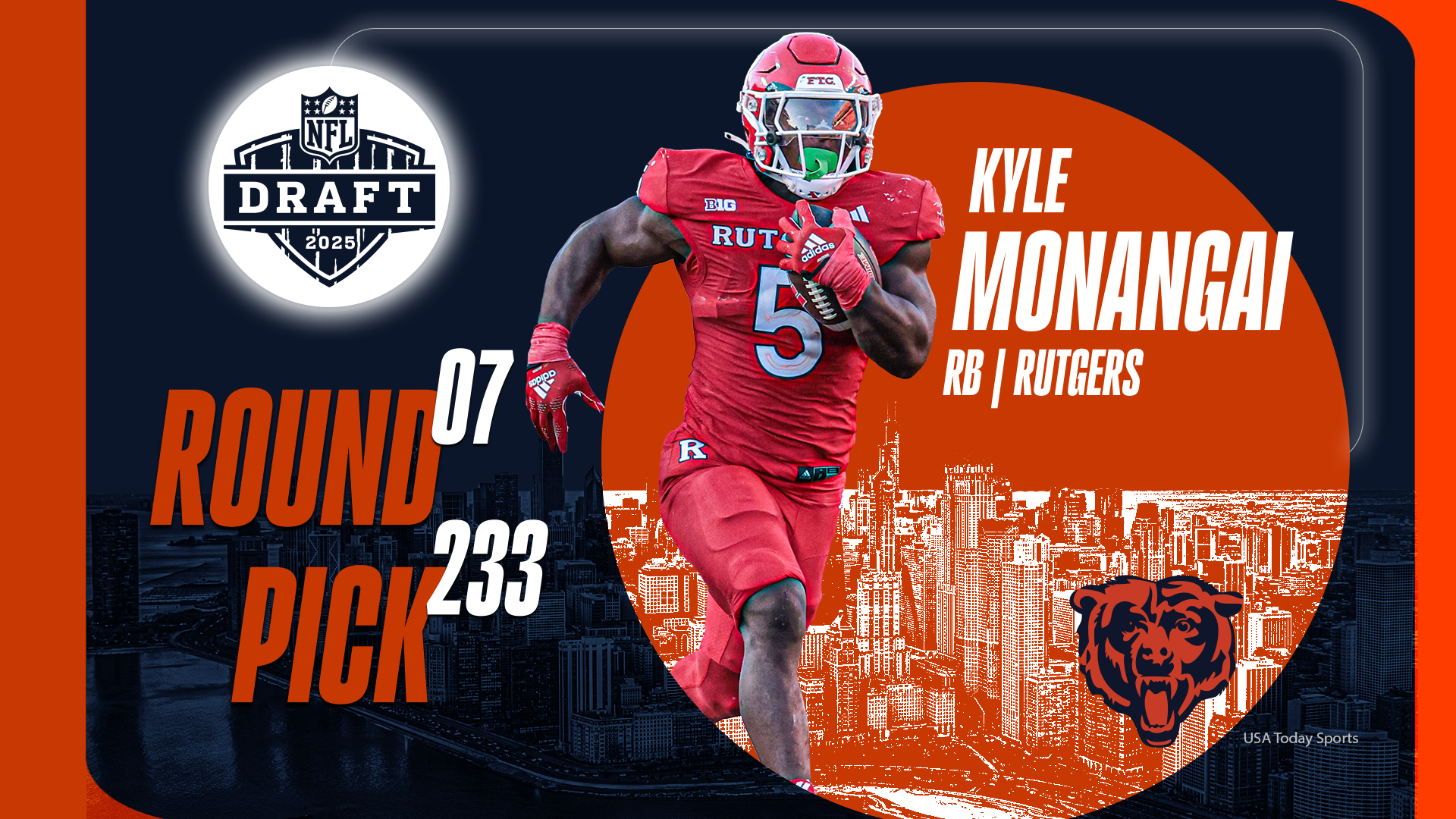 Bears select RB Kyle Monangai with 233rd overall pick in 2025 NFL draft