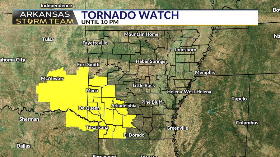 Arkansas Storm Team Forecast: A Tornado Watch has been issued until 10 ...
