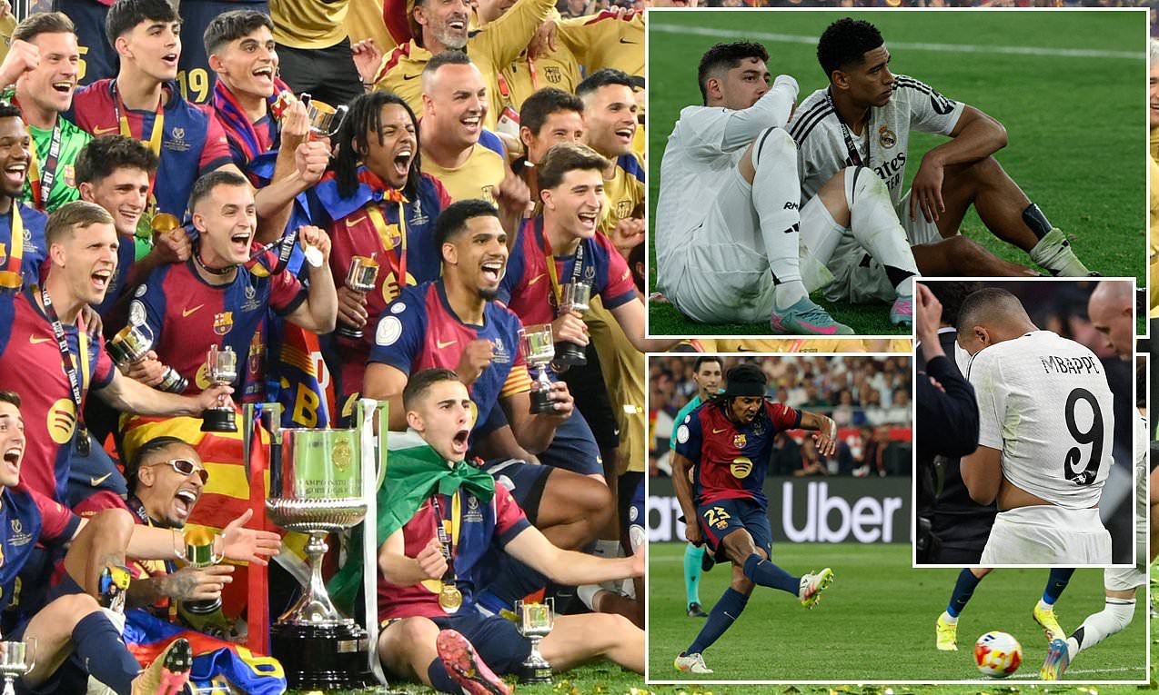 Barcelona STUN Real Madrid 3-2 in Copa del Rey final, as Jules Kounde ...