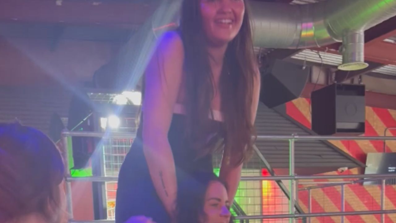 Hairdressers go bowling but end up creating a hilarious human tower tumble