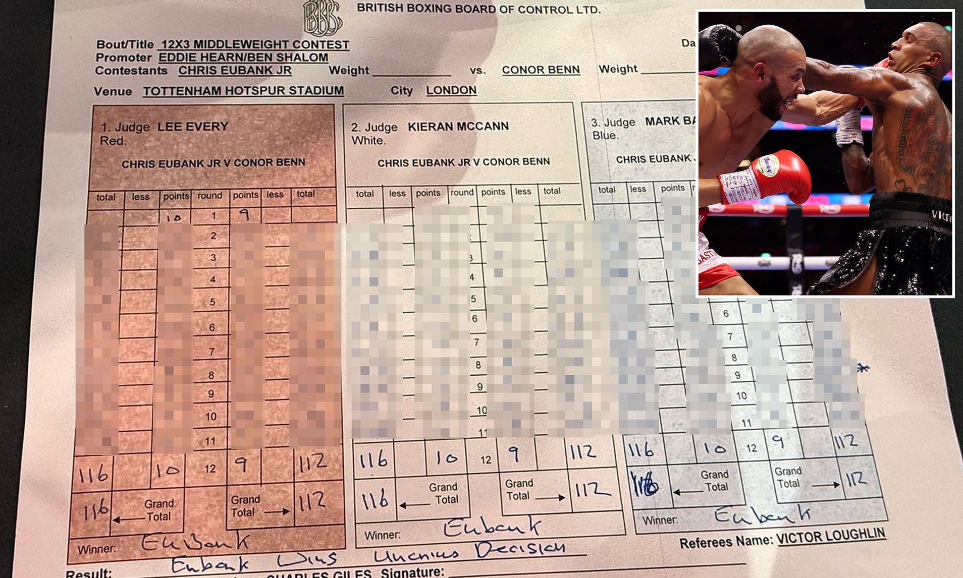 Revealed: The round-by-round scorecards for Chris Eubank Jr's victory ...