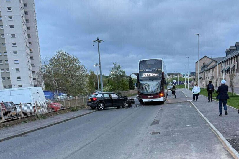 Edinburgh Lothian bus and car crash on busy road as diversions put in place