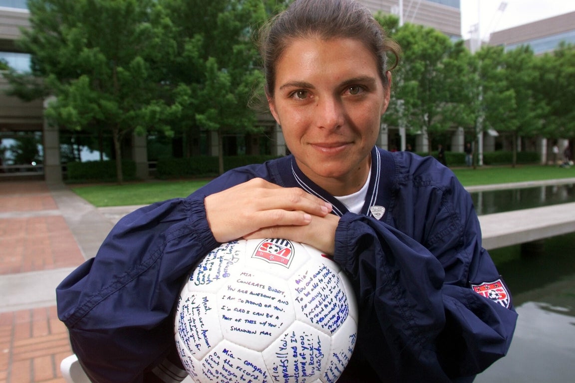 American women's soccer icon and North Carolina alum Mia Hamm, in photos