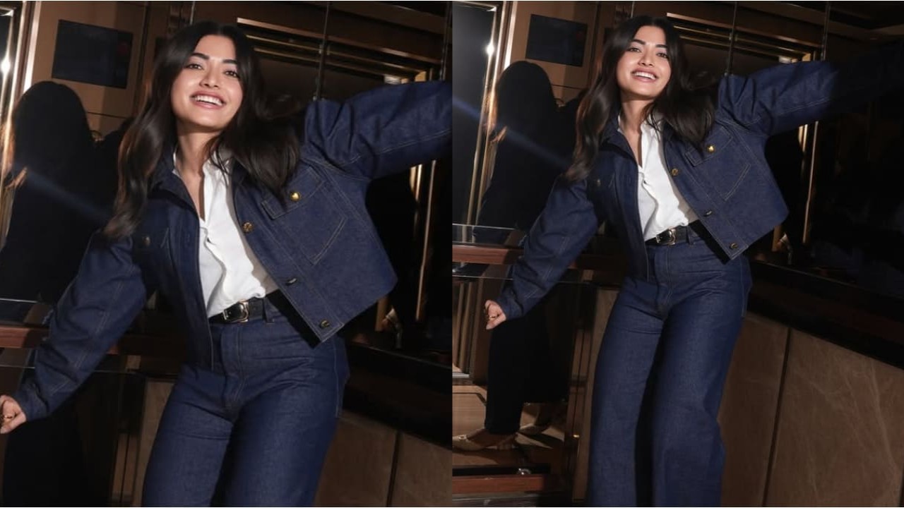 Rashmika Mandanna styles Rs 5,500 denim jacket with straight-fit jeans ...