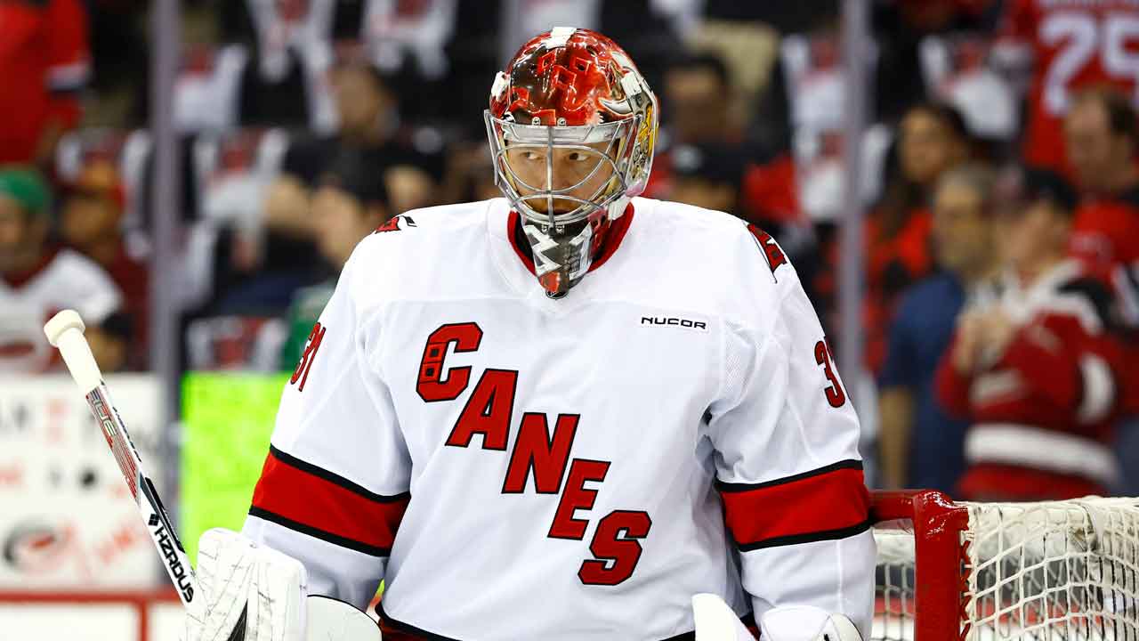Hurricanes goaltender Frederik Andersen leaves Game 4 vs. Devils with ...