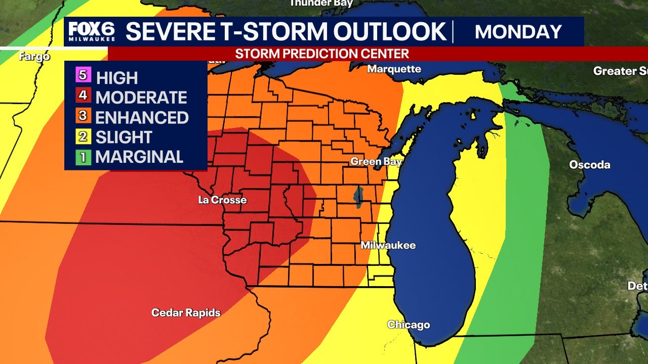 Wisconsin severe weather threat Monday; hail, wind, tornadoes all possible