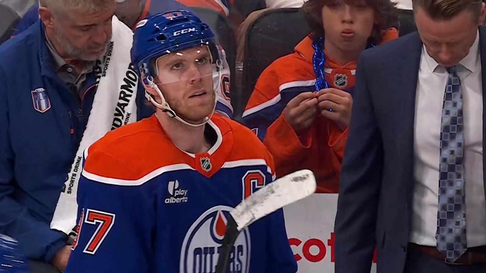 Connor McDavid appears frustrated with his own team in Game 4.