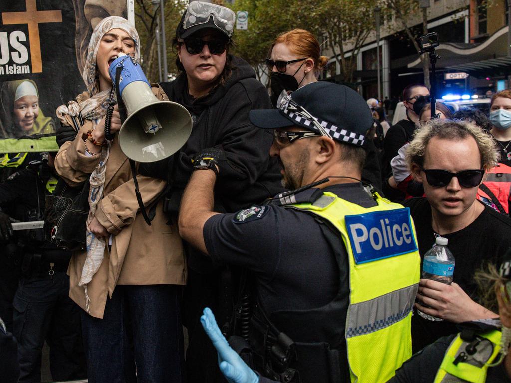 Chaos at protest over trans women in sport