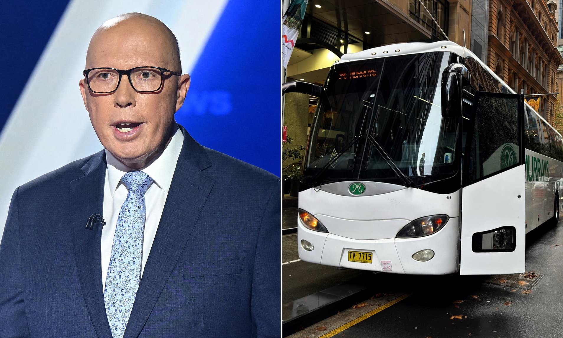 Peter Dutton's 'getting Australia back on track' campaign hit by bus mishap