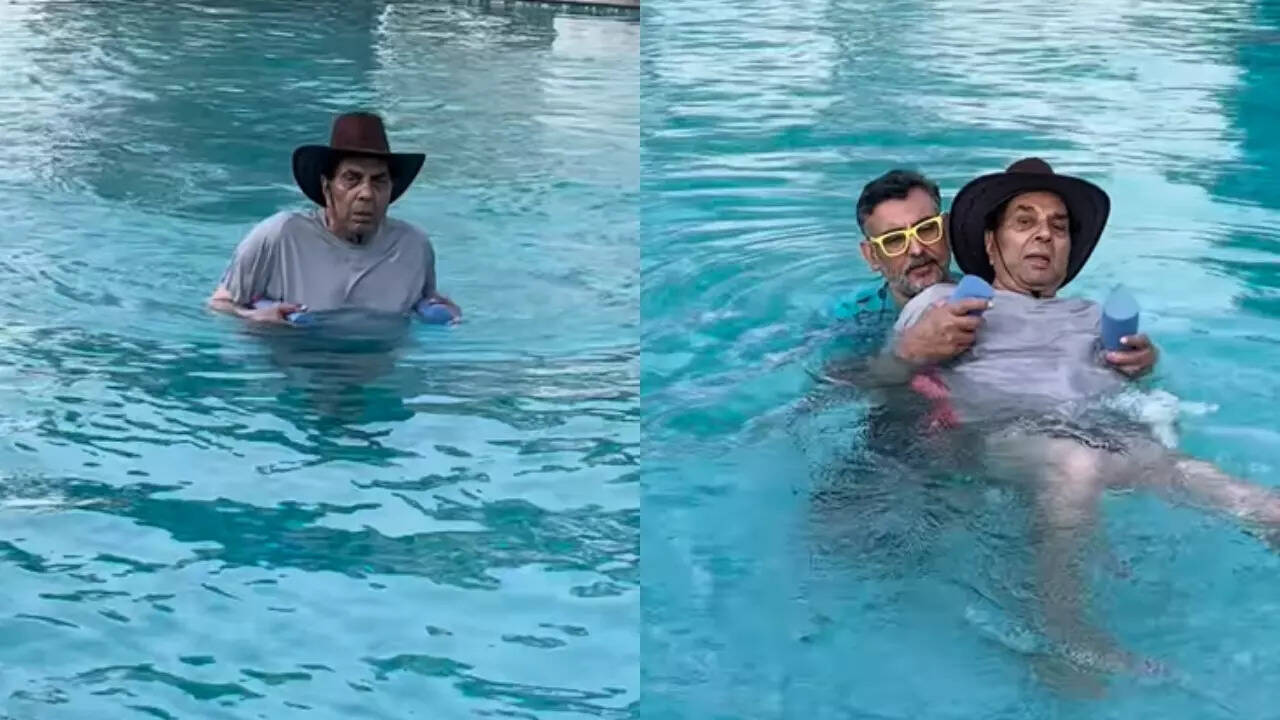 Veteran actor Dharmendra’s pool workout video inspires fans- WATCH