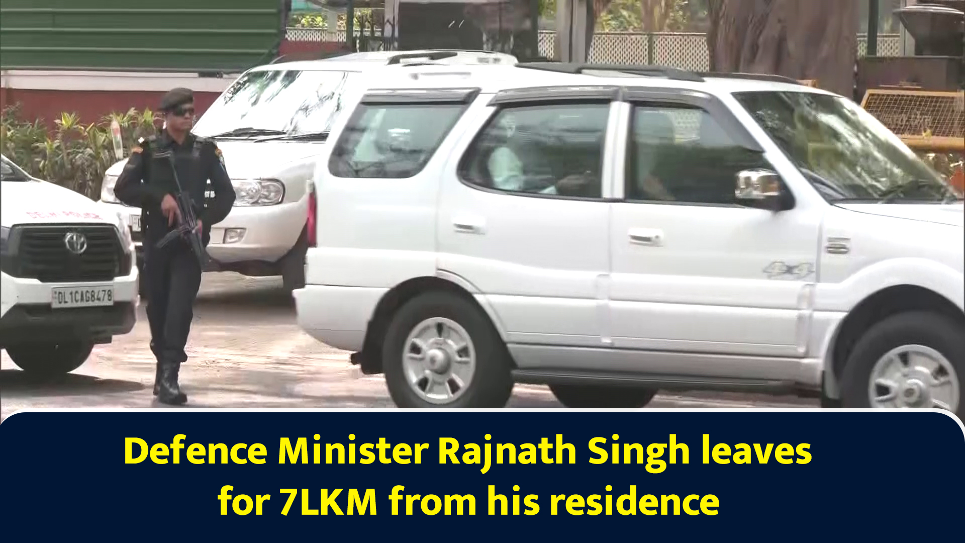 Defence Minister Rajnath Singh leaves for 7LKM from his residence