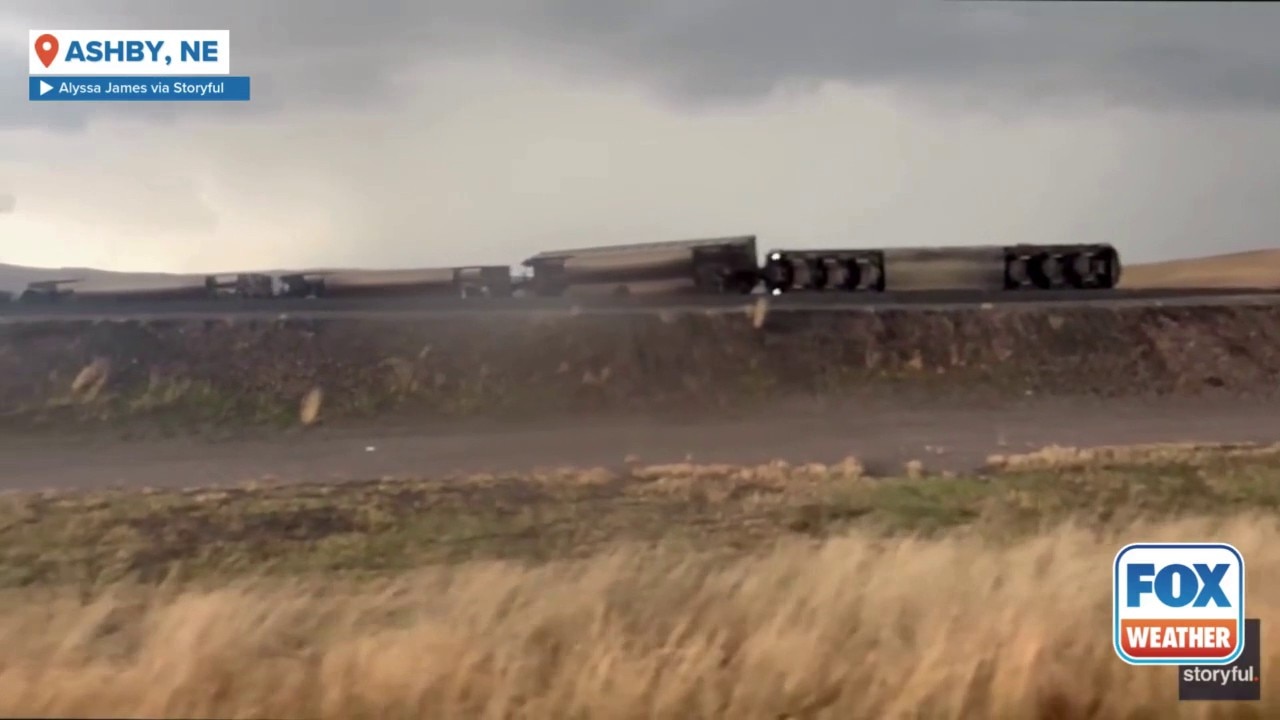 Watch: Possible tornado blows train off tracks in Nebraska